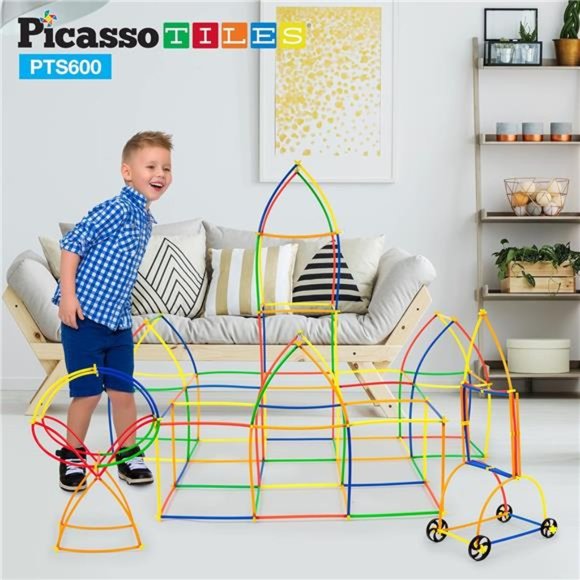 Toys | 60pc Construction Toy Straw Building Set Interlocking Building ...
